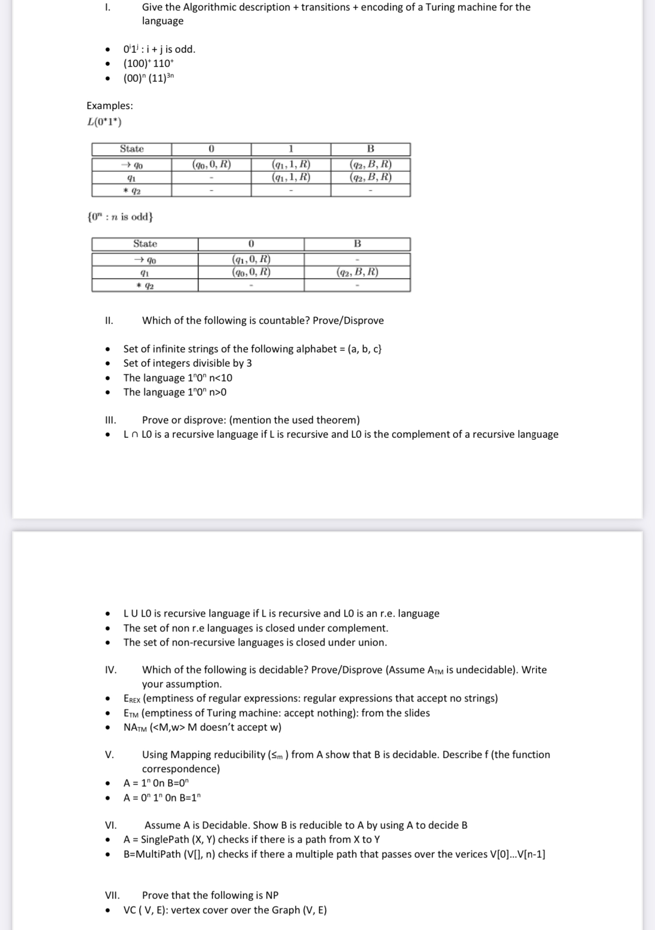 Solved I. Give the Algorithmic description + ﻿transitions + | Chegg.com