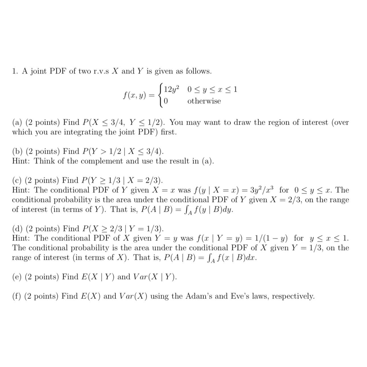 Solved A joint PDF of two r.v.s x ﻿and Y ﻿is given as | Chegg.com