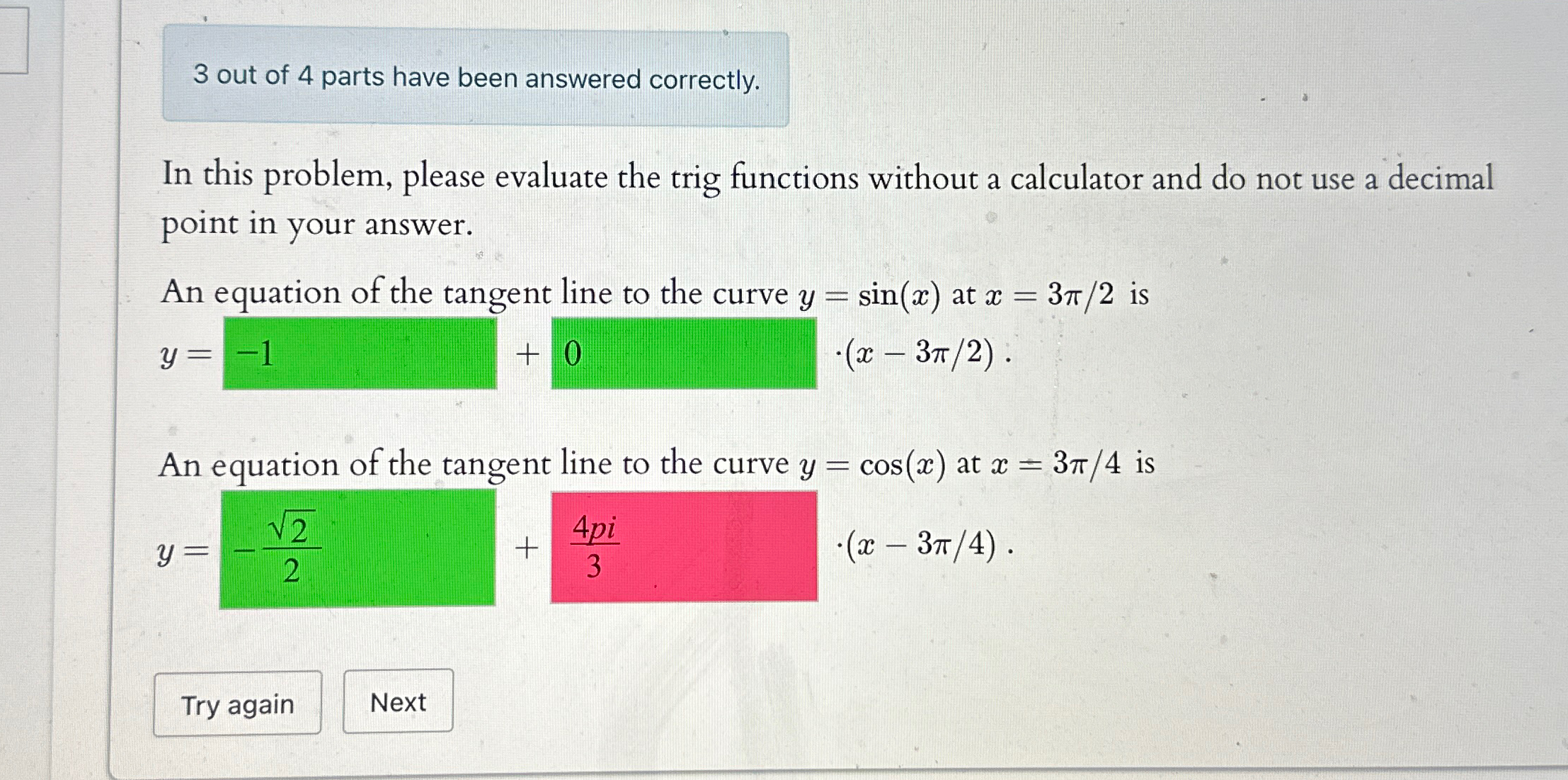 Solved 3 ﻿out of 4 ﻿parts have been answered correctly.In | Chegg.com