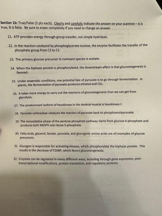Solved Section 1b: True/False ( 3 pts each). Clearly and | Chegg.com
