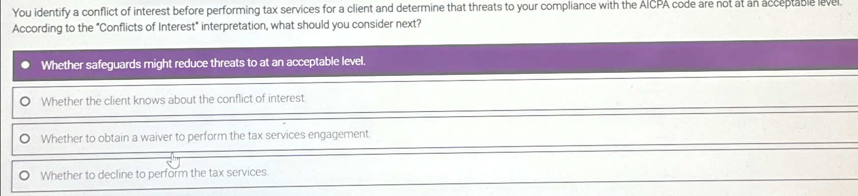 Solved You identify a conflict of interest before performing | Chegg.com