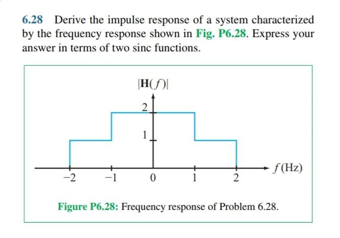 Solved 6.28 Derive the impulse response of a system | Chegg.com