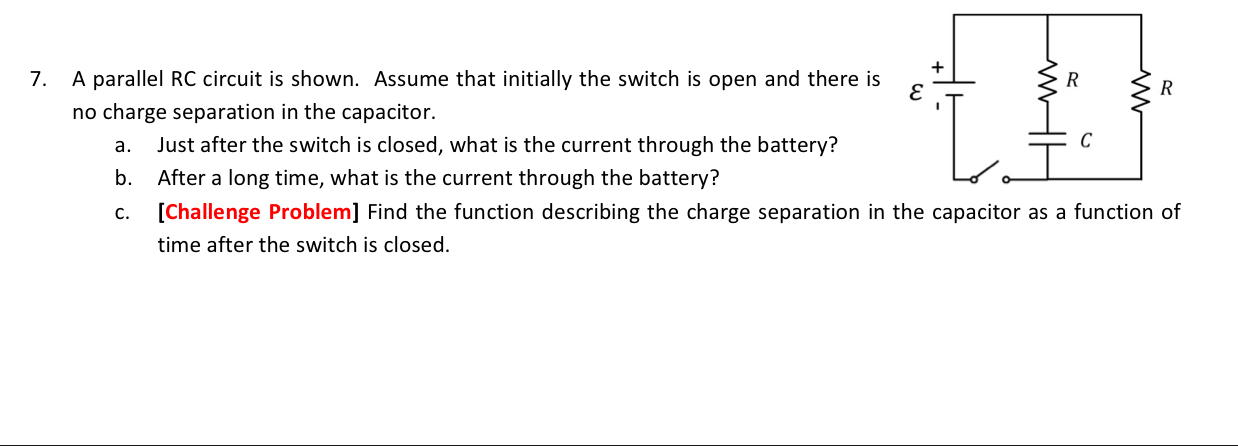 Solved A parallel RC circuit is shown. Assume that initially | Chegg.com