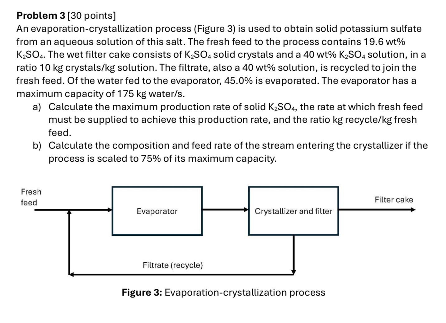 Problem 3 [30 ﻿points]An evaporation-crystallization | Chegg.com