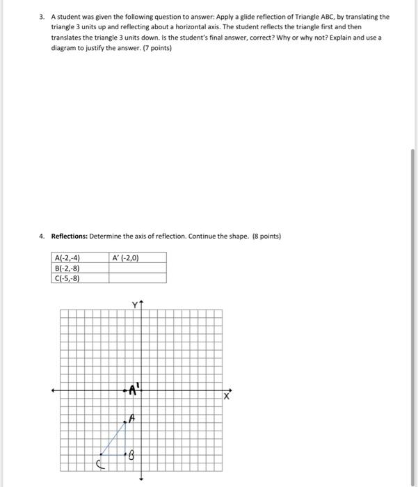 Solved 1. Reflections: Reflect Triangle ABC over the line: x | Chegg.com