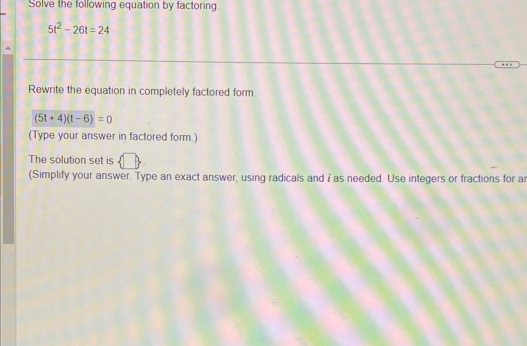 Solved Solve the following equation by | Chegg.com