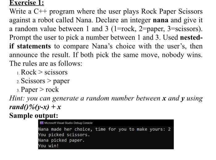 Solved Exercise 1 Write A C Program Where The User Plays 3795