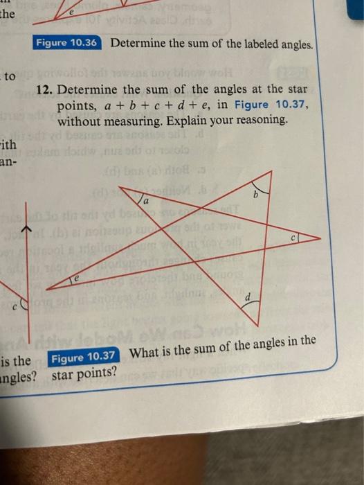 Solved 12. Determine the sum of the angles at the star | Chegg.com