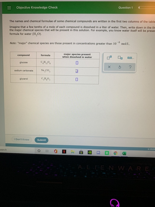 Solved = Objective Knowledge Check Question 1 The names and | Chegg.com