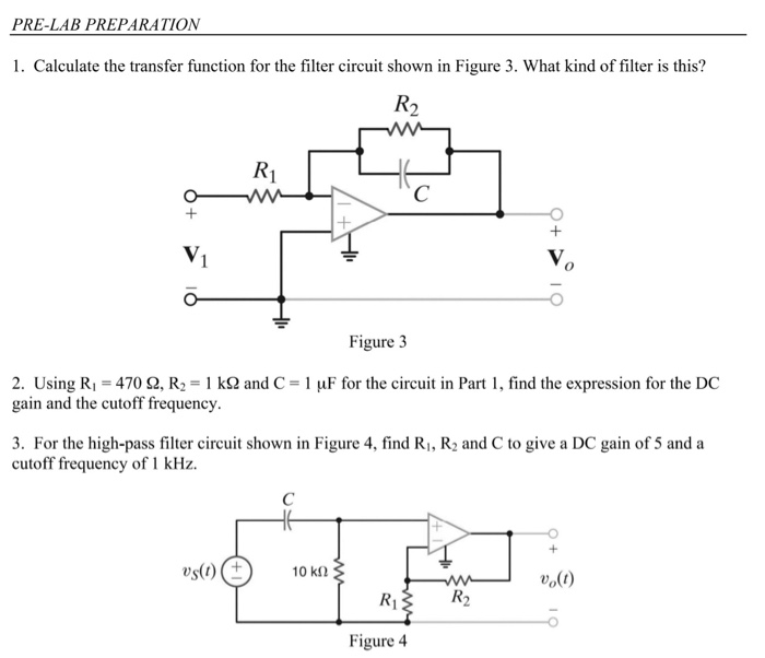 Solved PRE-LAB PREPARATION 1. Calculate the transfer | Chegg.com