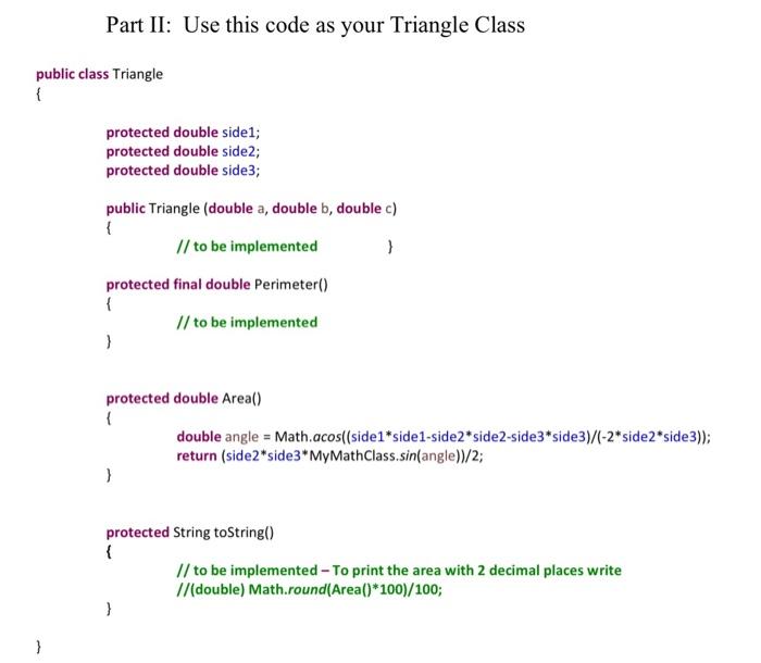 Solved Part I: Create a class called My Math Class where you | Chegg.com