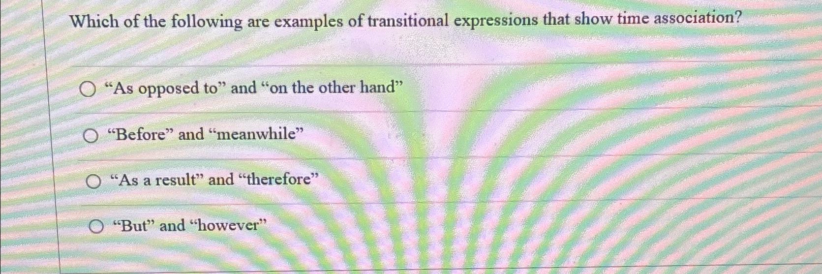 Solved Which of the following are examples of transitional | Chegg.com