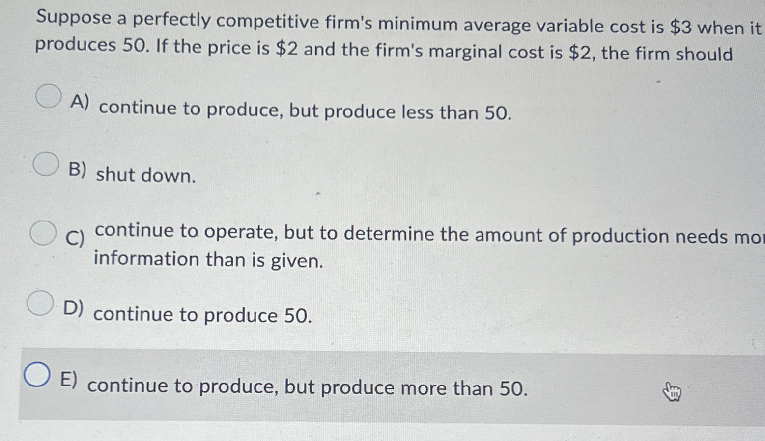 Solved Suppose a perfectly competitive firm's minimum | Chegg.com