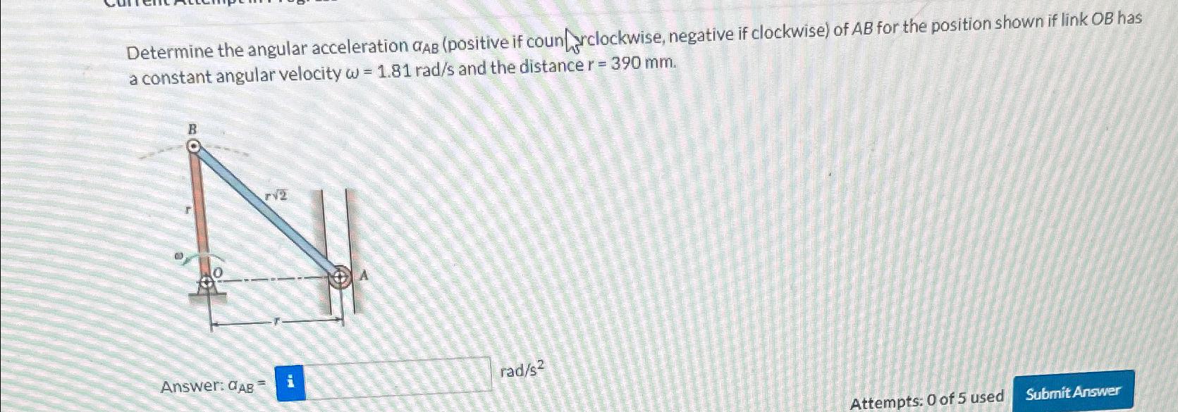 Solved Determine the angular acceleration αAB (positive if | Chegg.com