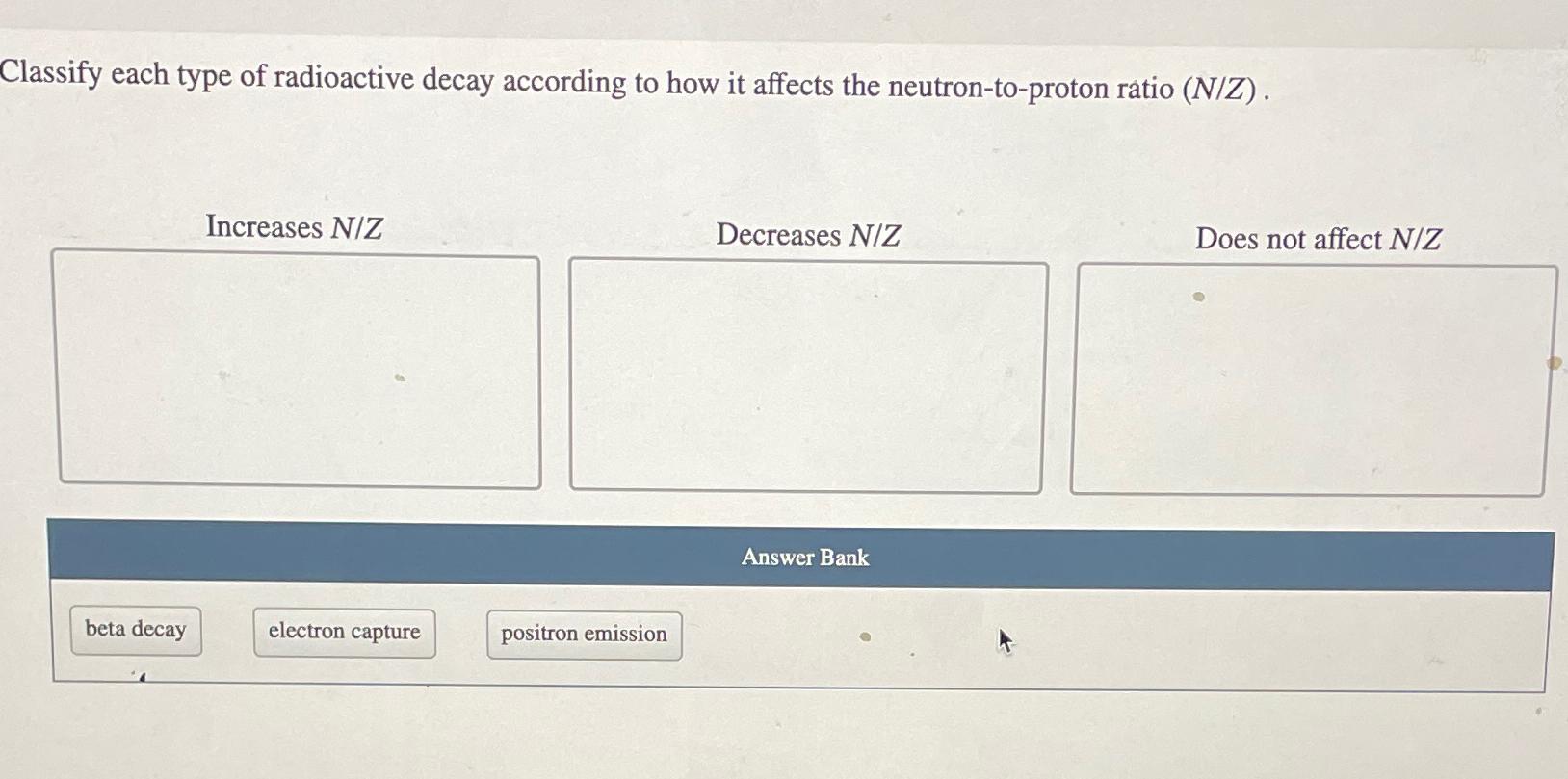 Solved Classify each type of radioactive decay according to | Chegg.com