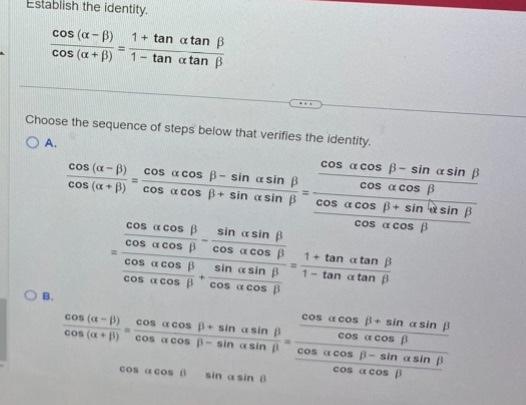 Solved Establish the identity. | Chegg.com