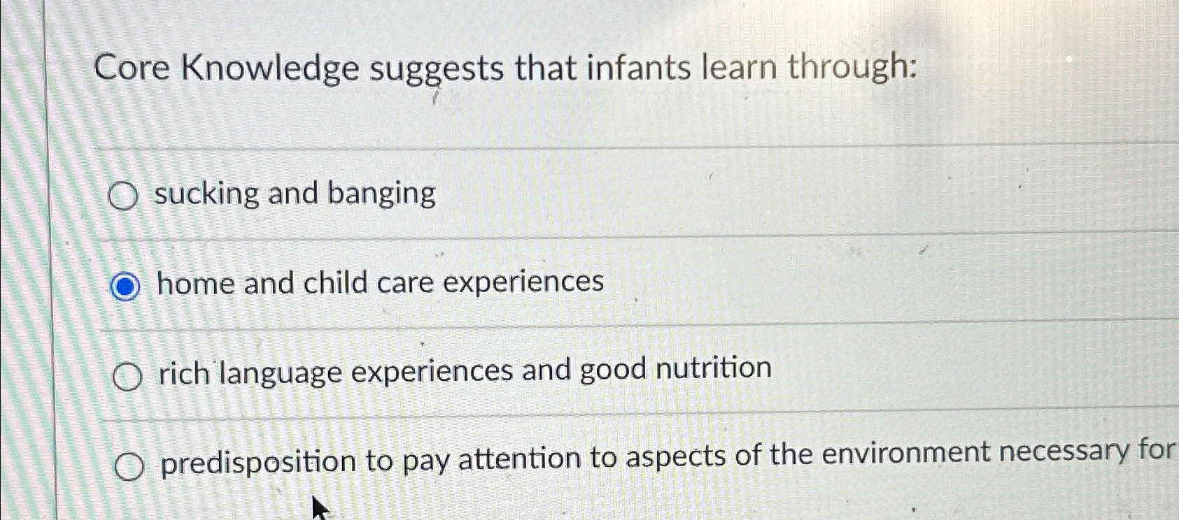 Solved Core Knowledge suggests that infants learn | Chegg.com