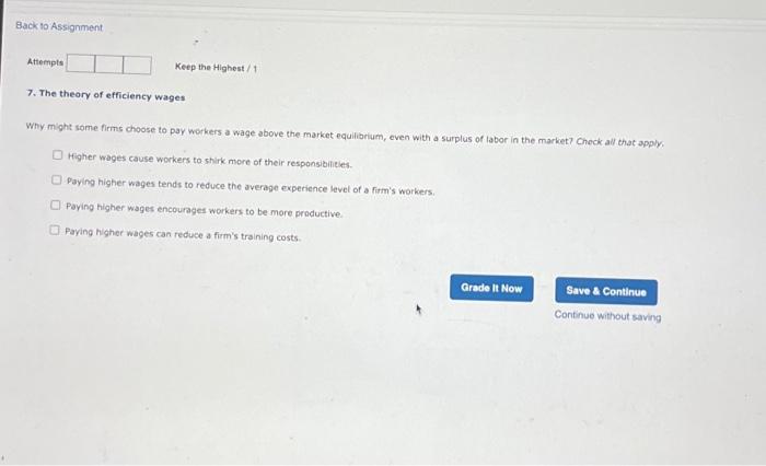 Solved 7. The theory of efficiency wages Why might some | Chegg.com