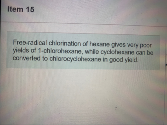 Solved free-radical chlorination of hexane gives very poor | Chegg.com