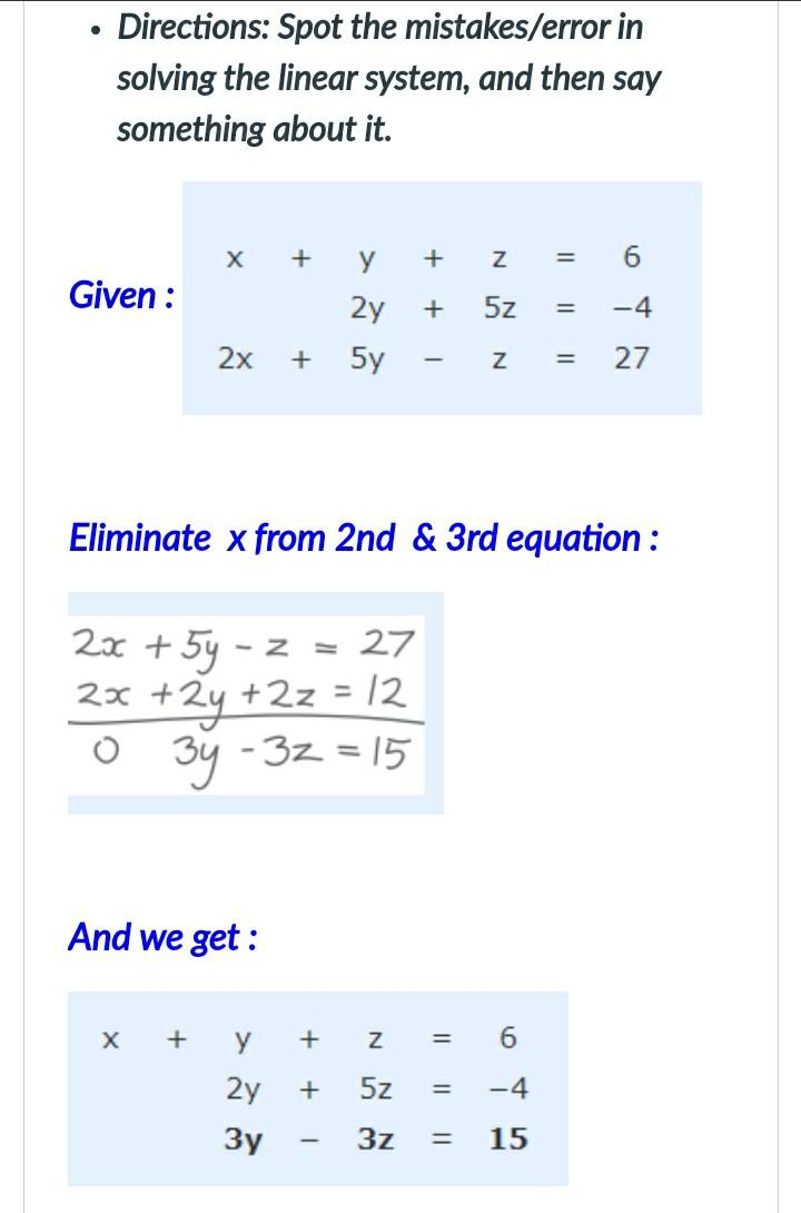 Solved © Directions: Spot the mistakes/error in solving the | Chegg.com