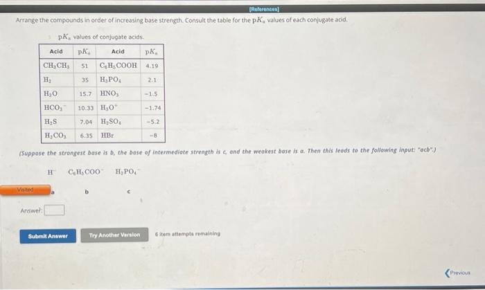 Solved Arrange the compounds in order of increasing base | Chegg.com