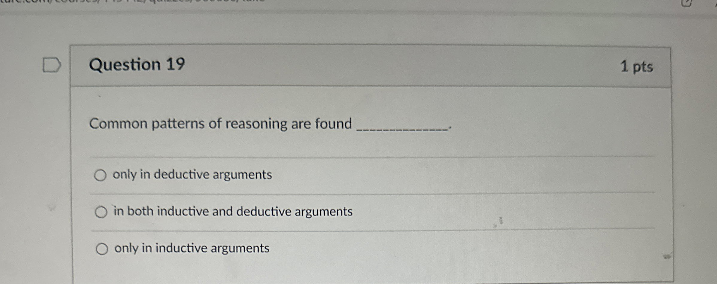 Solved Question 191 ﻿ptsCommon patterns of reasoning are | Chegg.com