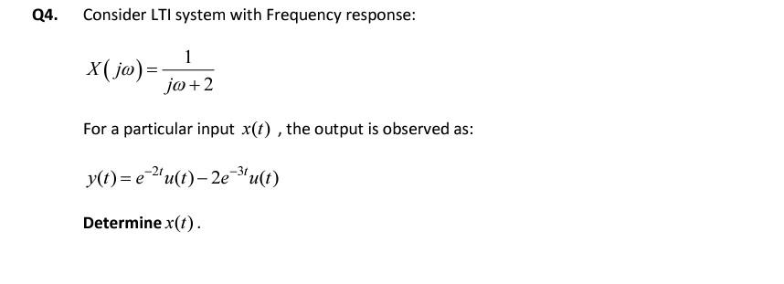 Solved Q4. Consider LTI system with Frequency response: | Chegg.com