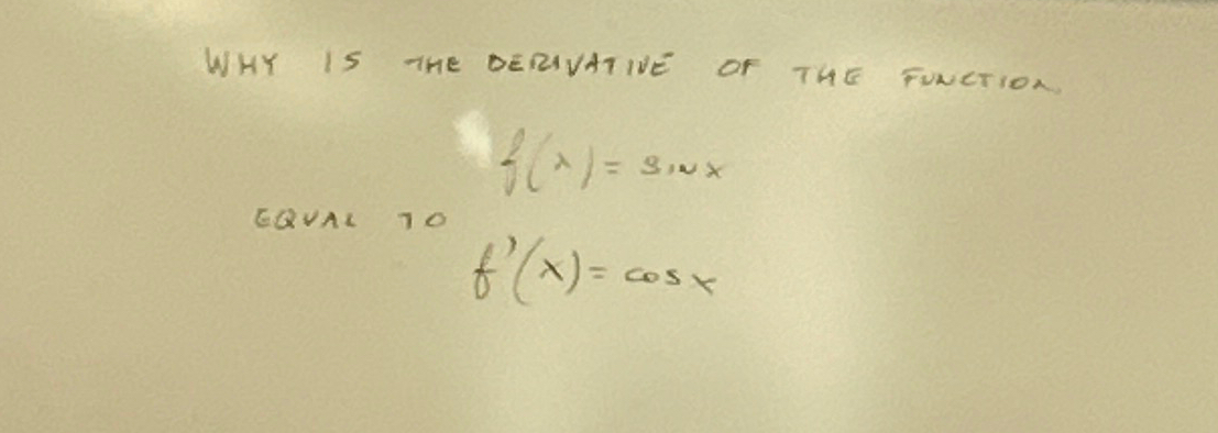 Solved Why Is The Deravative Of The Functionf X Sinxequal