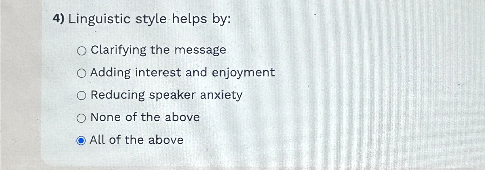 Solved Linguistic style helps by:Clarifying the | Chegg.com