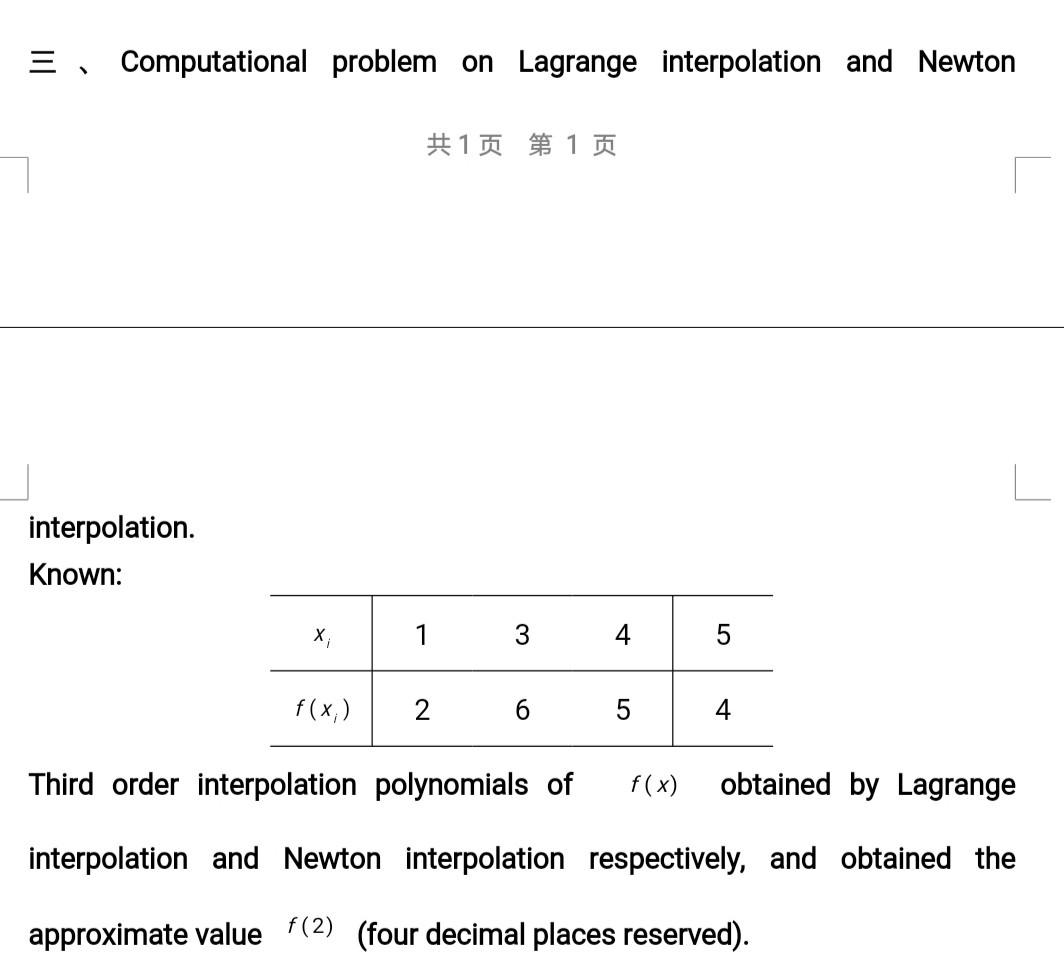 Solved 5. Computational problem on Lagrange interpolation | Chegg.com