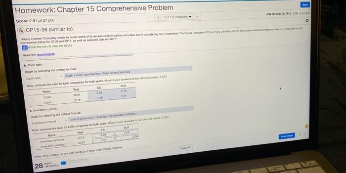 Solved Homework: Chapter 15 Comprehensive Problem HW Score: | Chegg.com