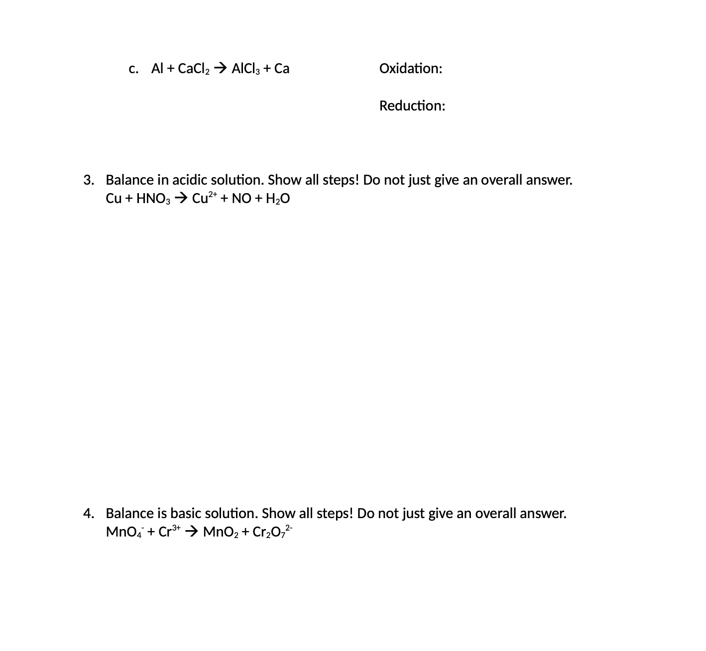 Solved CHEMISTRY OXIDATION AND REDUCTION YOU DONT NEED | Chegg.com