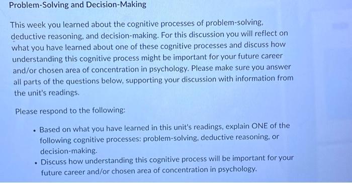 Solved Problem Solving And Decision Making This Week You 8001