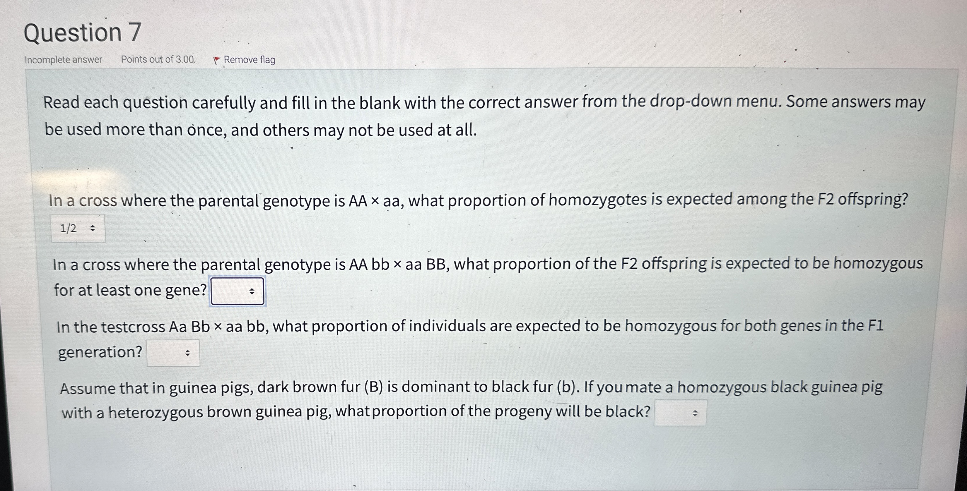 Solved Question 7Incomplete answerPoints out of 3.00 ,Remove | Chegg.com
