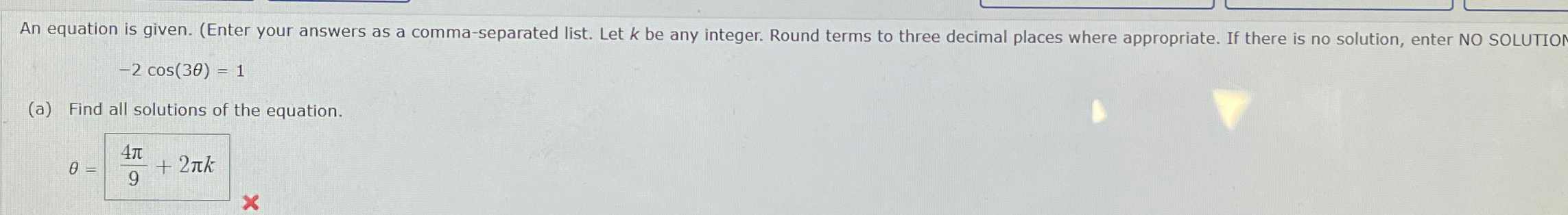 Solved An equation is given. (Enter your answers as a | Chegg.com