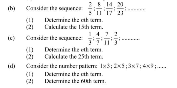 Solved (b) Consider the sequence: 52;118;1714;2320; (1) | Chegg.com