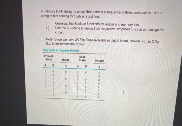 Solved 4 Using 2 D Ff Design A Circuit That Detects A