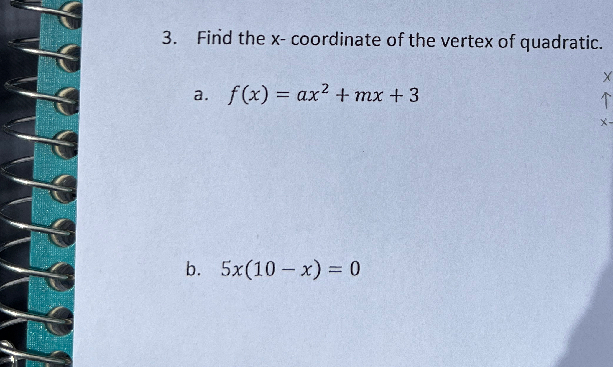 Solved Find the x-coordinate of the vertex of | Chegg.com