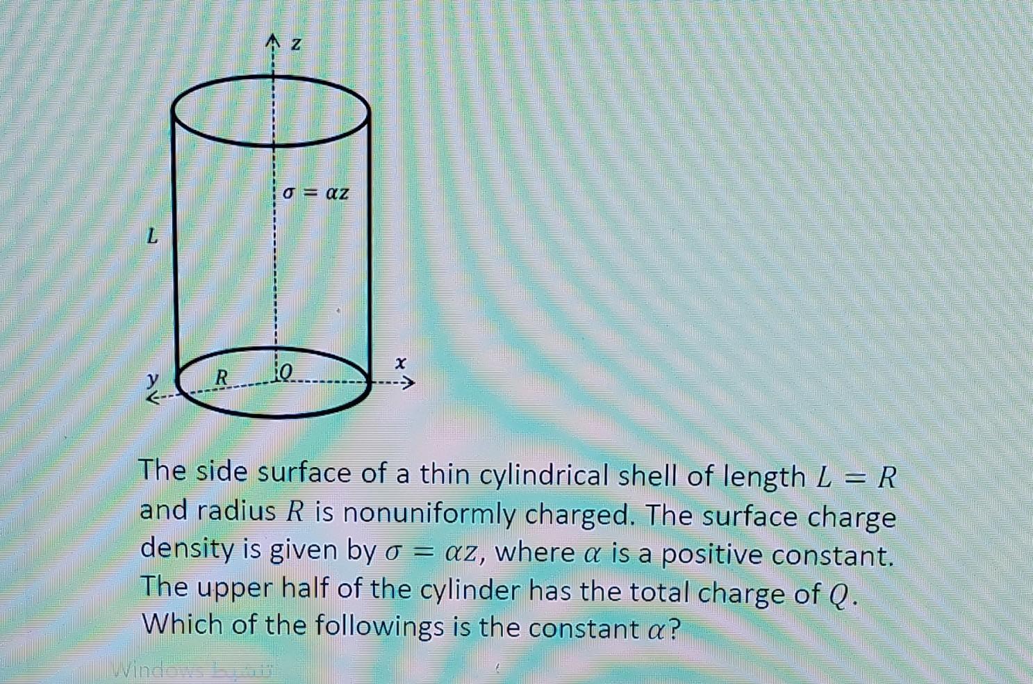 Solved The side surface of a thin cylindrical shell of | Chegg.com