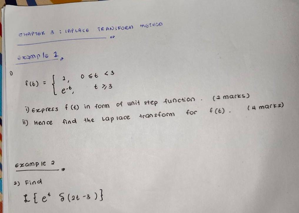 Solved TRANSFORM UP () CHAPTER 3: LAPLACE METHOD Example 1, | Chegg.com