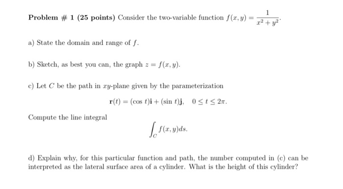 Solved Problem #1 (25 points) Consider the two-variable | Chegg.com