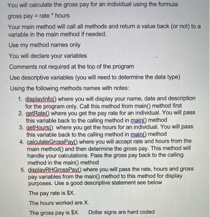 Solved You will calculate the gross pay for an individual | Chegg.com