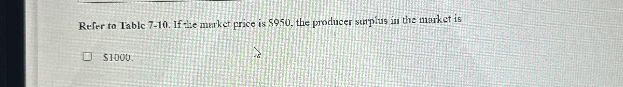 Solved Refer to Table 7-10. ﻿If the market price is $950, | Chegg.com