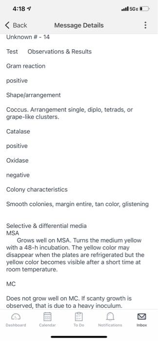 Solved make a flow chart to identify the unknown bacteria | Chegg.com