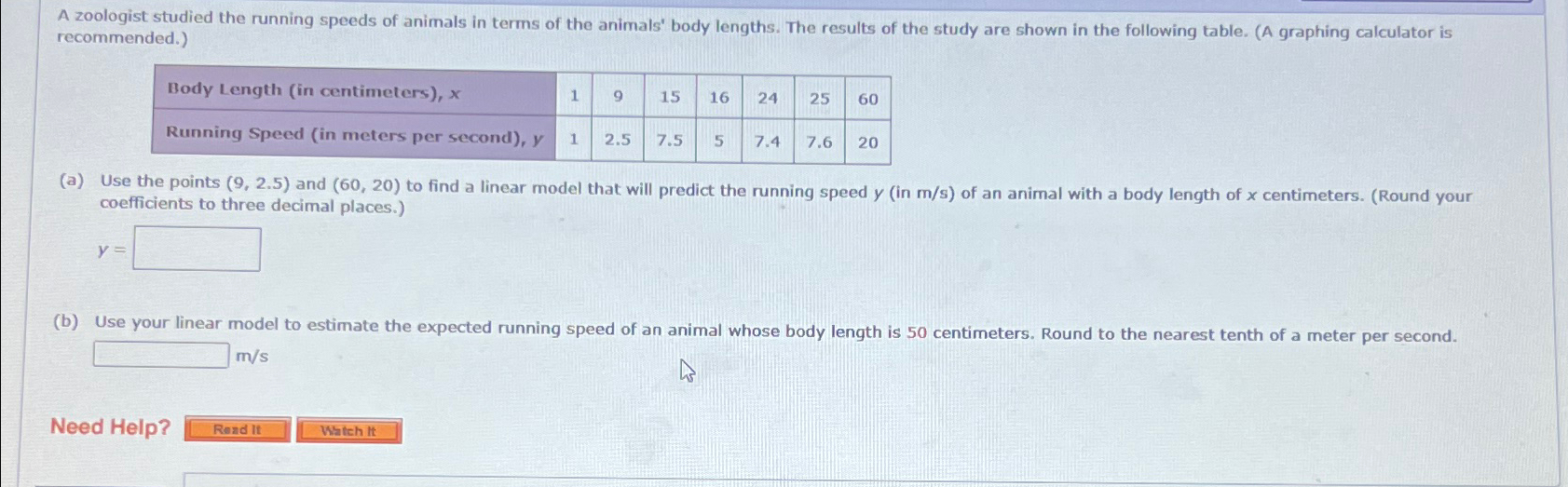 Solved A zoologist studied the running speeds of animals in | Chegg.com