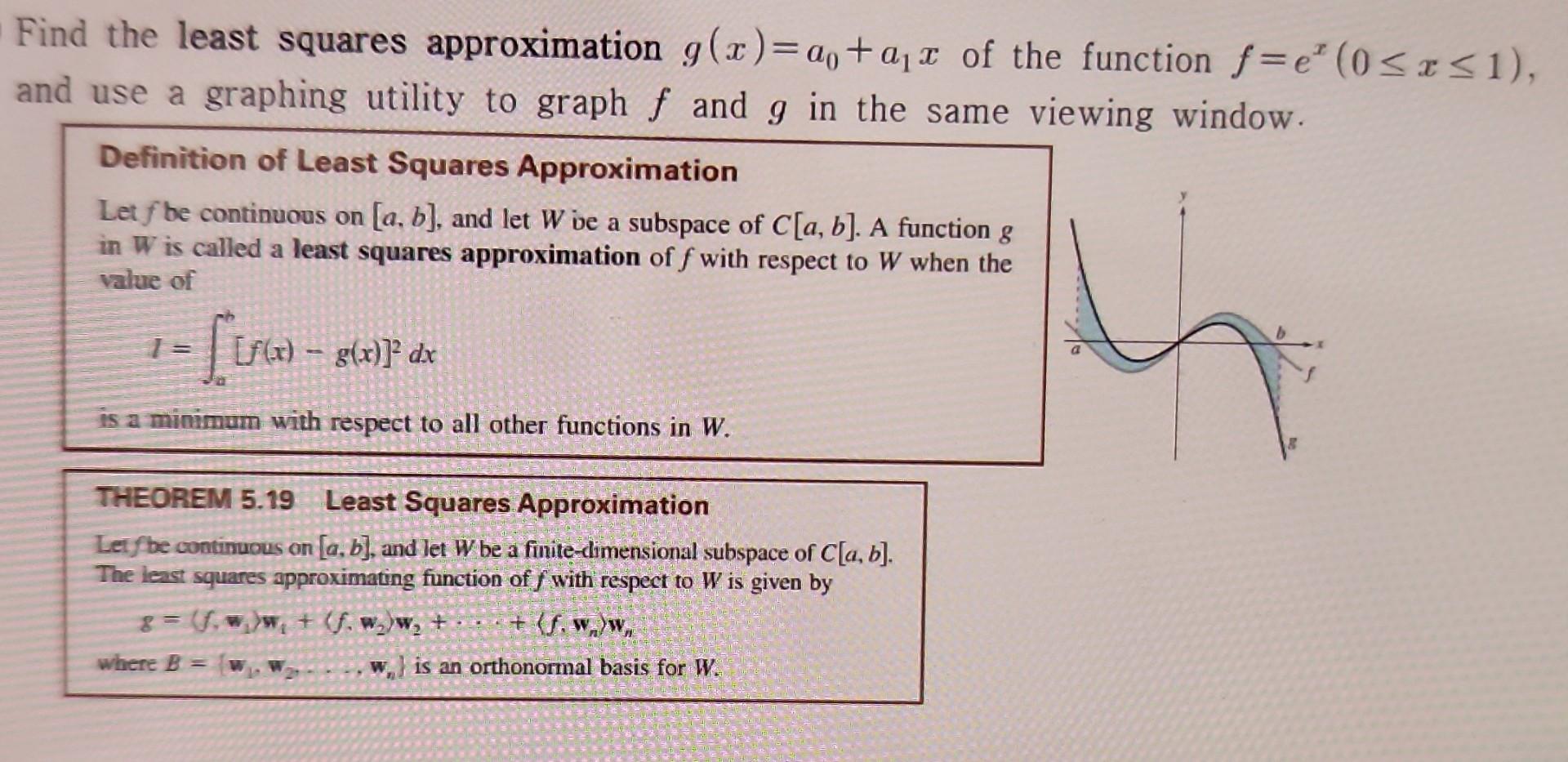 Solved Find the least squares approximation g(x)=a0+a1x of | Chegg.com