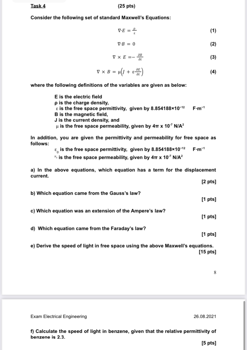 Solved Task 4(25 ﻿pts)Consider the following set of standard | Chegg.com