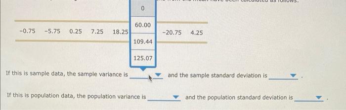 Solved Consider a data set containing the following values: | Chegg.com