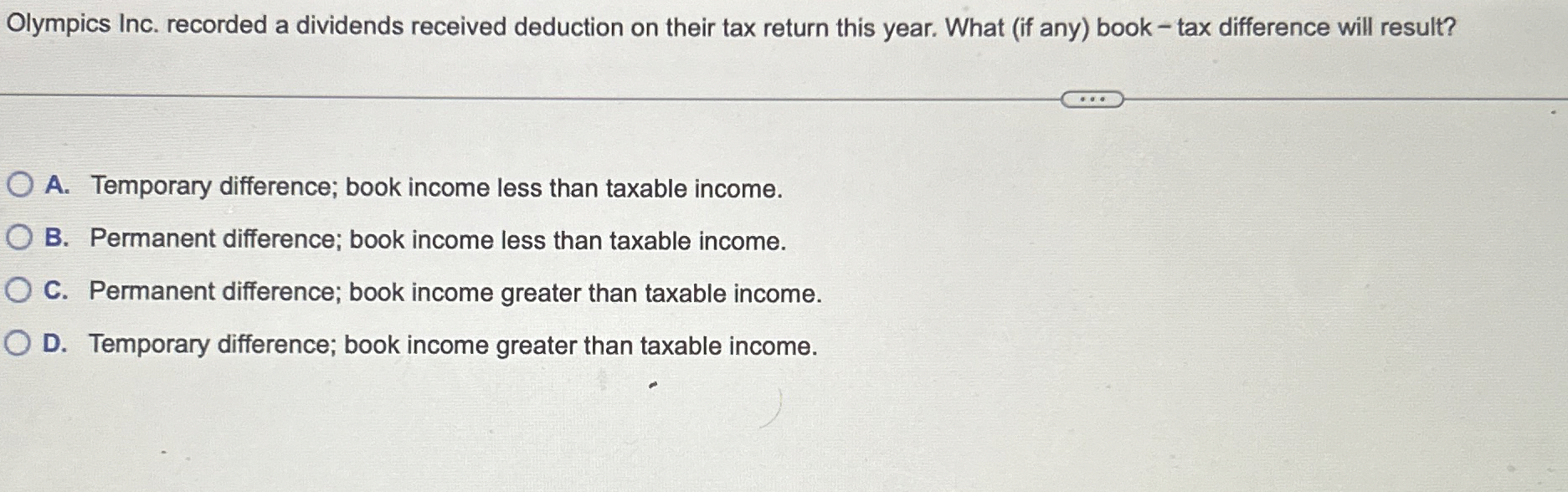 Solved Olympics Inc. recorded a dividends received deduction | Chegg.com