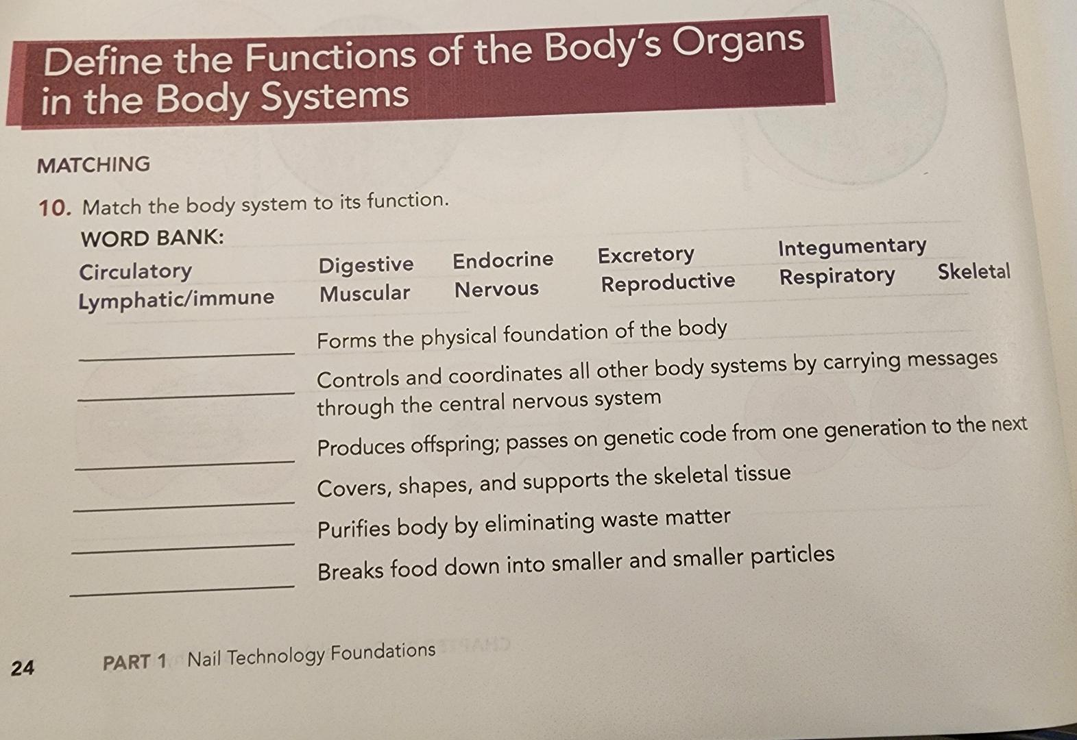 Solved Define the Functions of the Body's Organs in the Body | Chegg.com